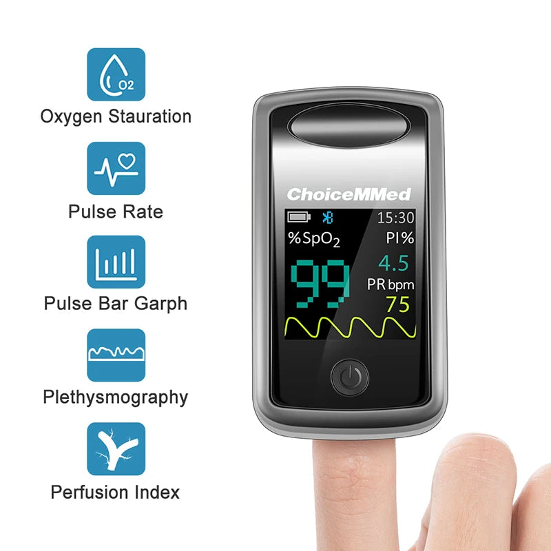 CHOICEMMED MD300CI218 OLED Bluetooth Pulse Oximeter With PI Blood Satu ...