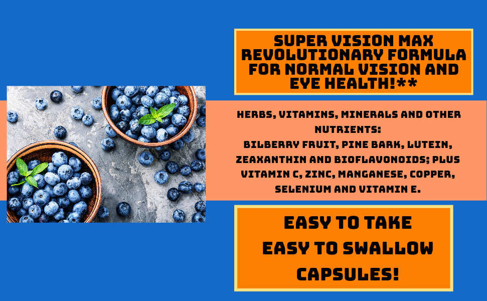 Super Vision Max Eye Health Normal Vision Vegan Supplement 60 Capsules ...