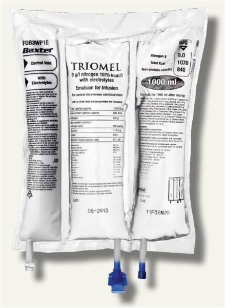 TRIOMEL 9 g/l Nitrogen 1070 kcal/l, Emulsion for Infusion 1500 ML ...