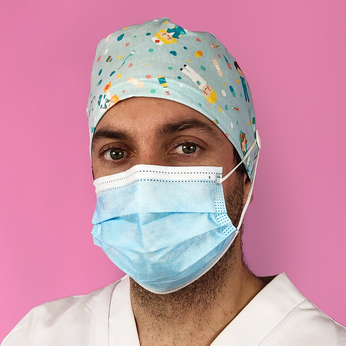 Short Hair Surgical Cap with with Buttons and Adjustable Laces - Nurse ...