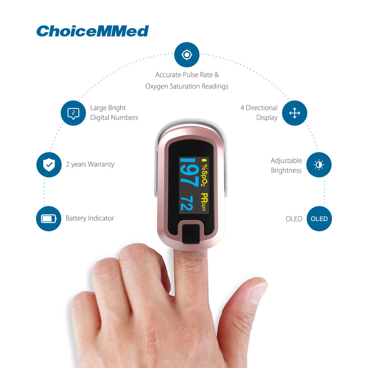 Mibest MD300CN340 OLED Pulse Oximeter Rose Gold/White – SUPER B PLUS ...